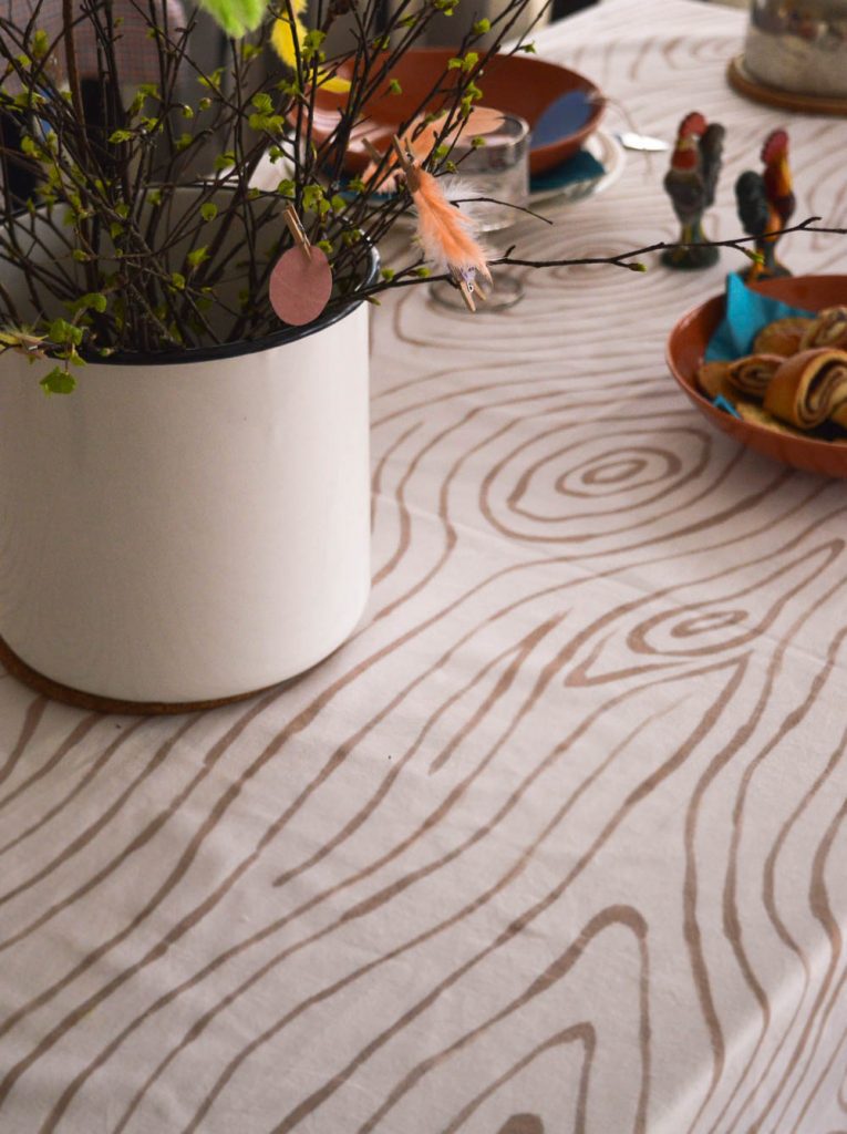 DIY Painted Wood Grain Tablecloth